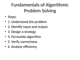 Algorithm_Unit1 of Information Technology and Computer | PPTX