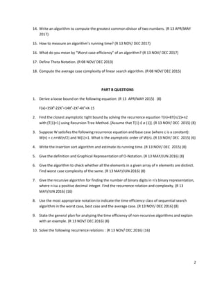 Anna University Question Bank Unit I | DOC