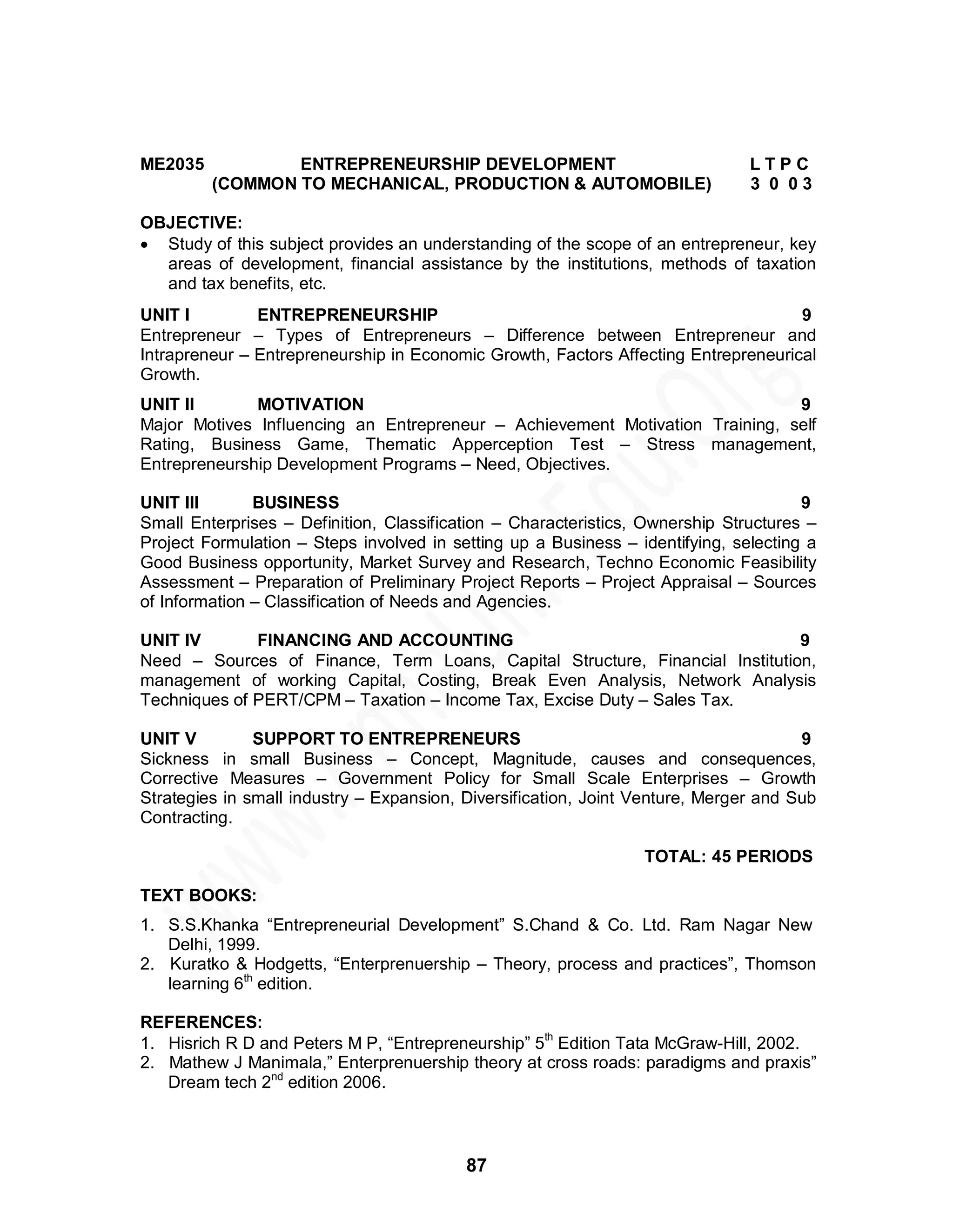 Anna university syllabus for mechanical engg 8th sem www.annaunivedu.org