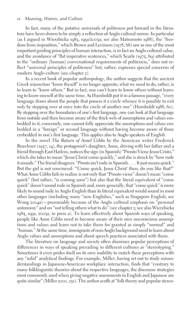 Anna wierzbicka english meaning and culture | PDF