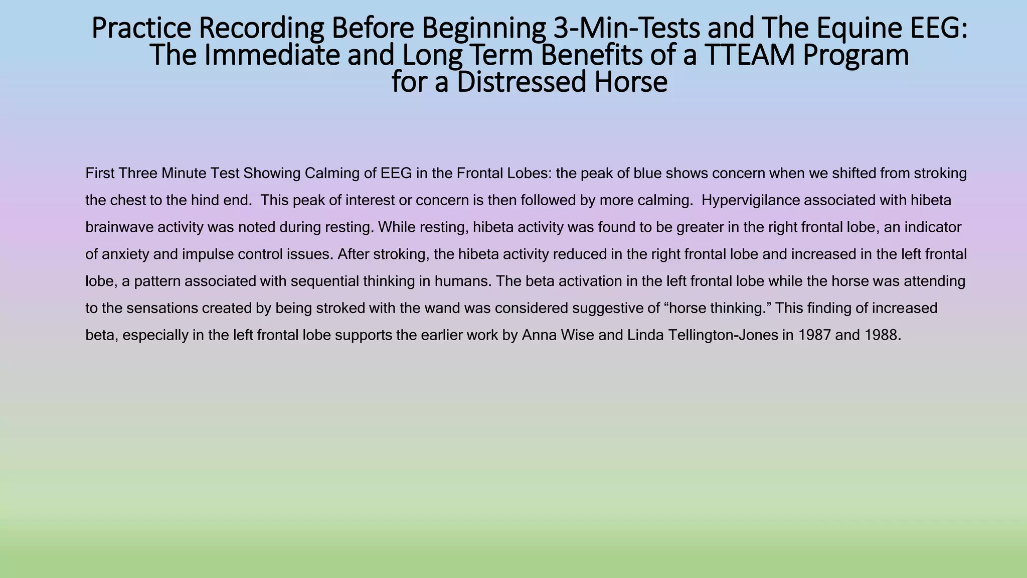 Anna Wise and Linda Tellington-Jones EEG Study with Horses and Humans ...
