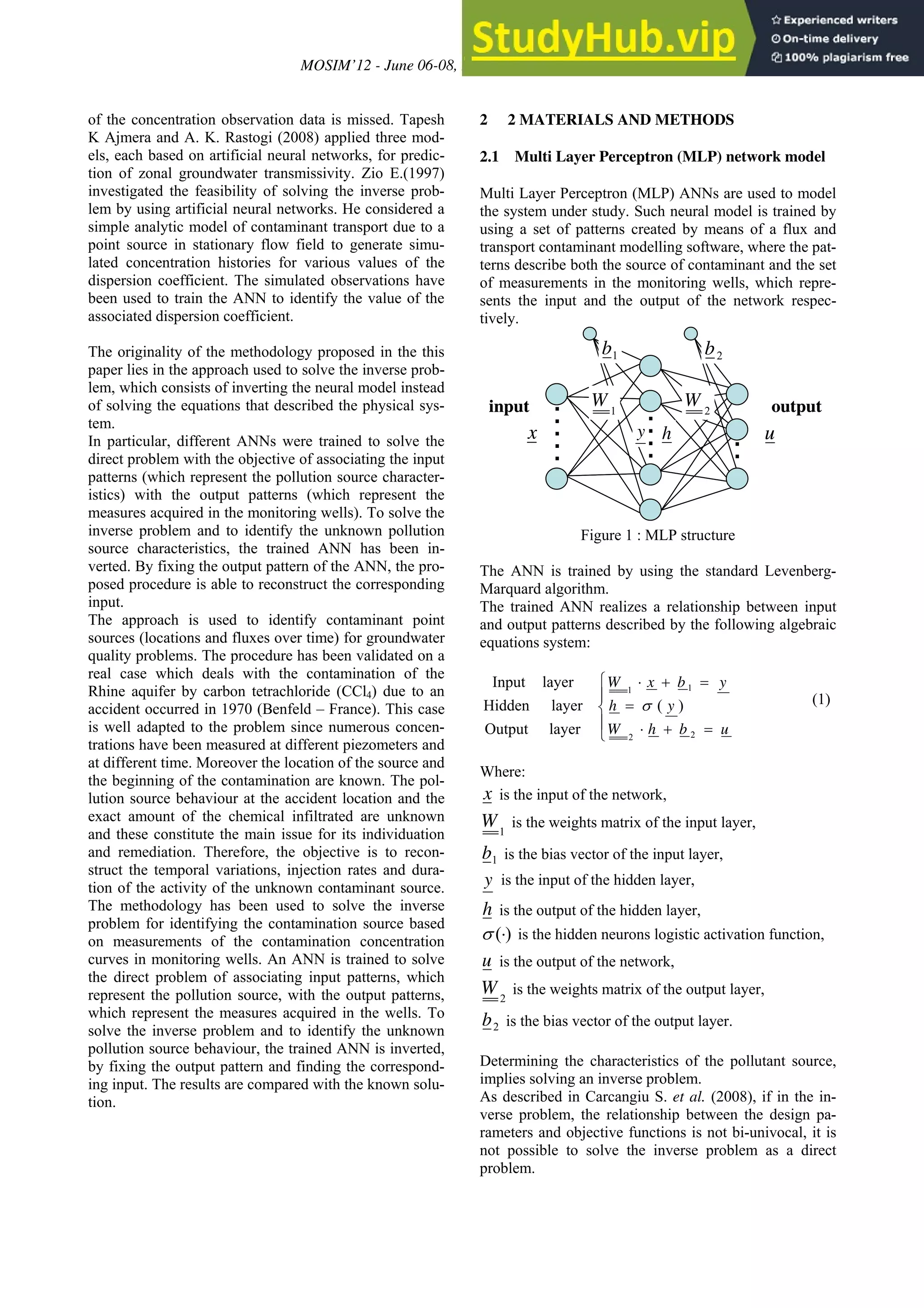 Ann Based Approach To Solve Groundwater Pollution Inverse Problem | PDF | Indoor Environmental ...