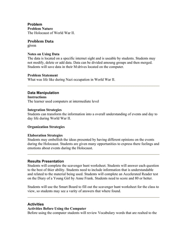 Anne Frank Lesson Plan | DOC | Homework and Study | Education