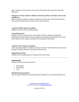 Anne Frank Lesson Plan | DOC