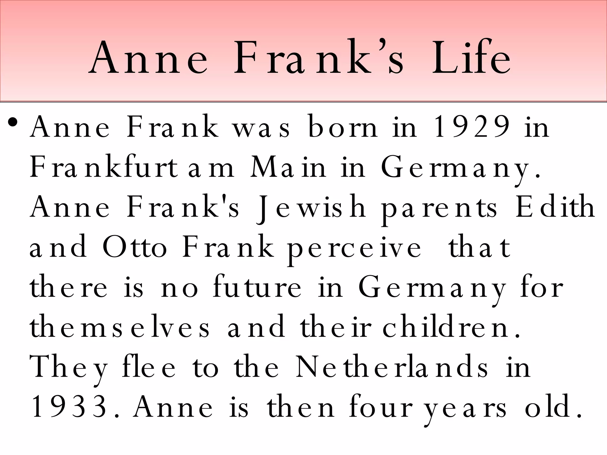 Anne Frank’S Life | PPT