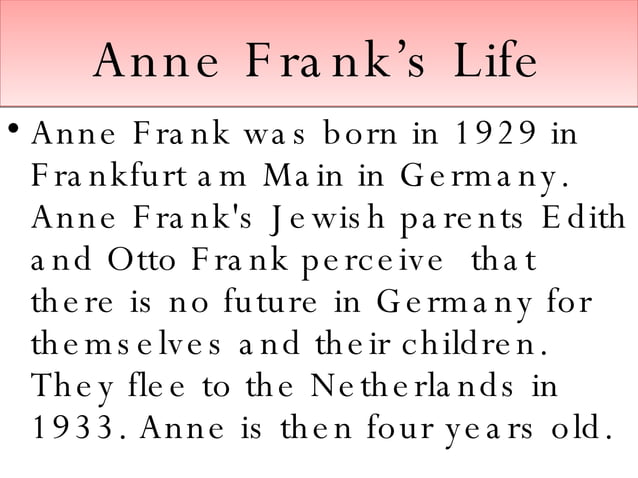 Anne Frank’S Life | PPT