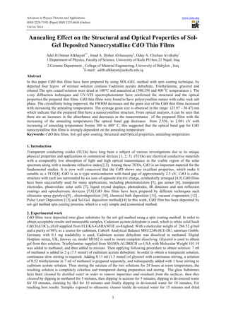 Annealing effect on the structural and optical properties of | PDF