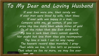 Anne bradstreet and To My Dear and Loving Husband | PPTX