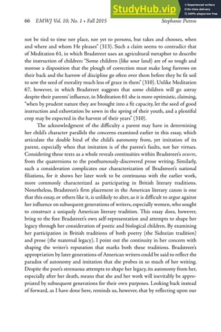 Anne Bradstreet S Quot Dear Remains Quot Children And The Creation Of Poetic Legacy | PDF