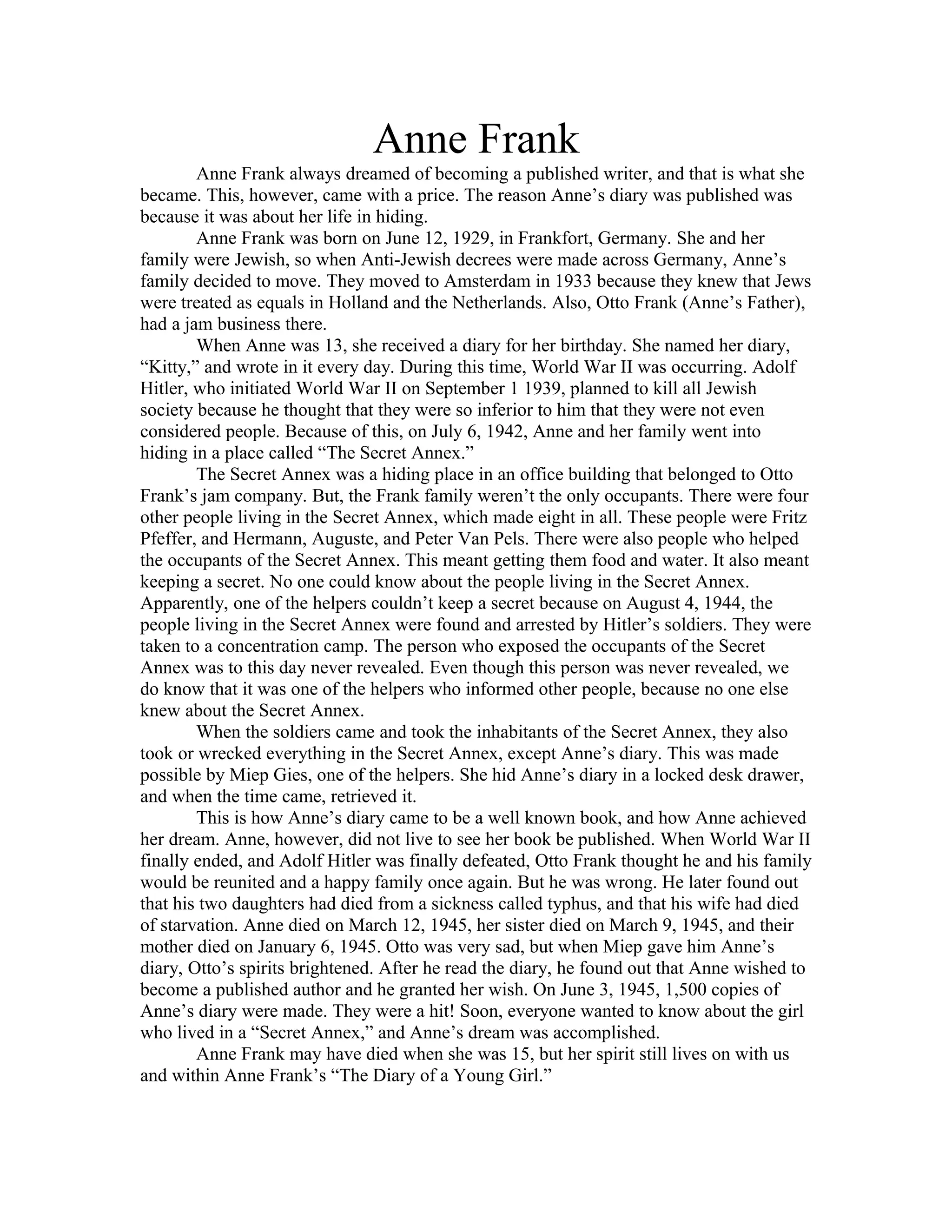 Anne frank - Biography | DOC