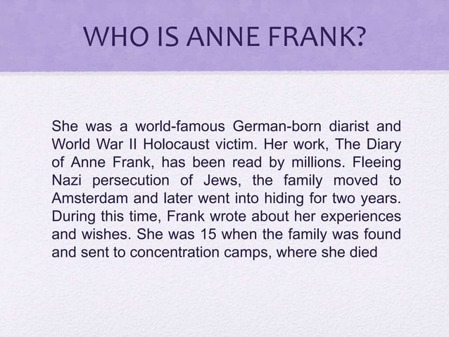 Anne frank | PPTX