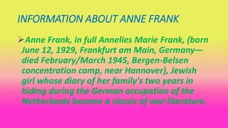 Anne frank | PPTX