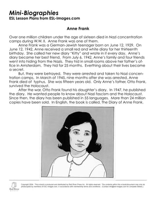 Anne Frank Background Information