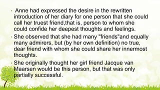 The Diary of Anne frank ppt class 10th by jagdish kumar | PPTX