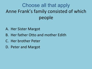 Anne Frank Quiz | PPT