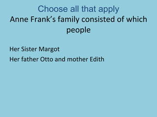 Anne Frank Quiz | PPT
