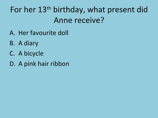Anne Frank Quiz | PPT