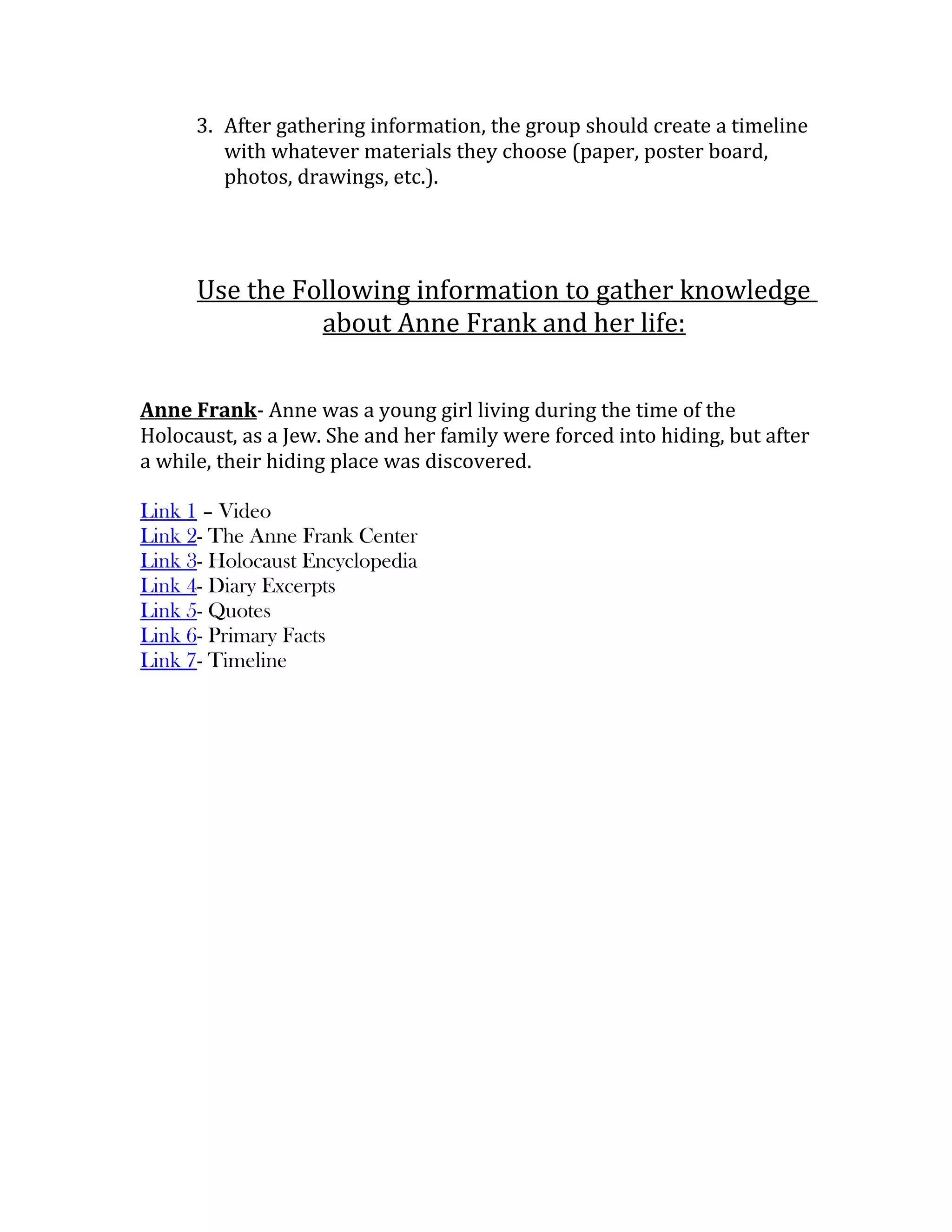 Anne frank webquest | DOC