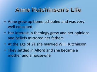 Anne Hutchinson's Life | PPTX