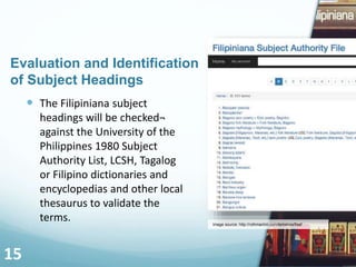 Subject Headings Authority File for Filipiniana materials / Annelyn C ...