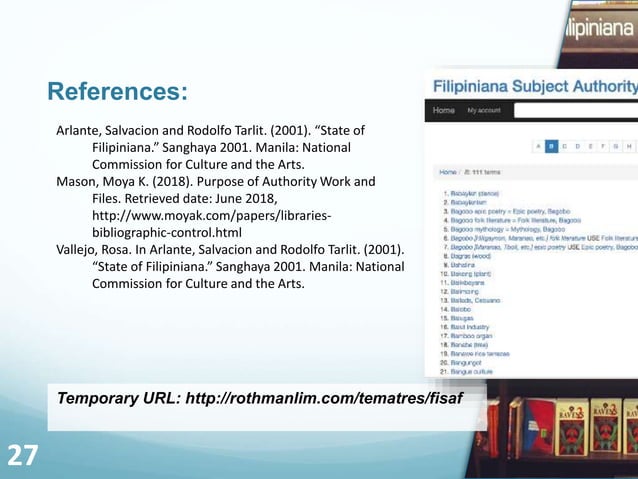 Subject Headings Authority File for Filipiniana materials / Annelyn C ...