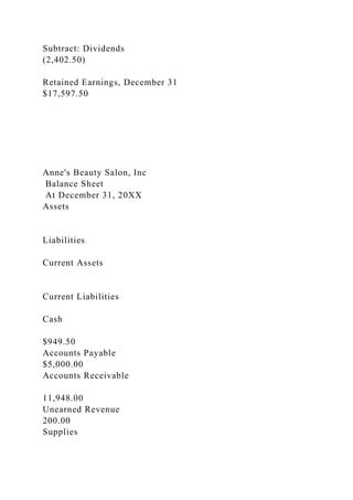 Annes Beauty Salon, Inc Income Statement For the Year 20XX | DOCX