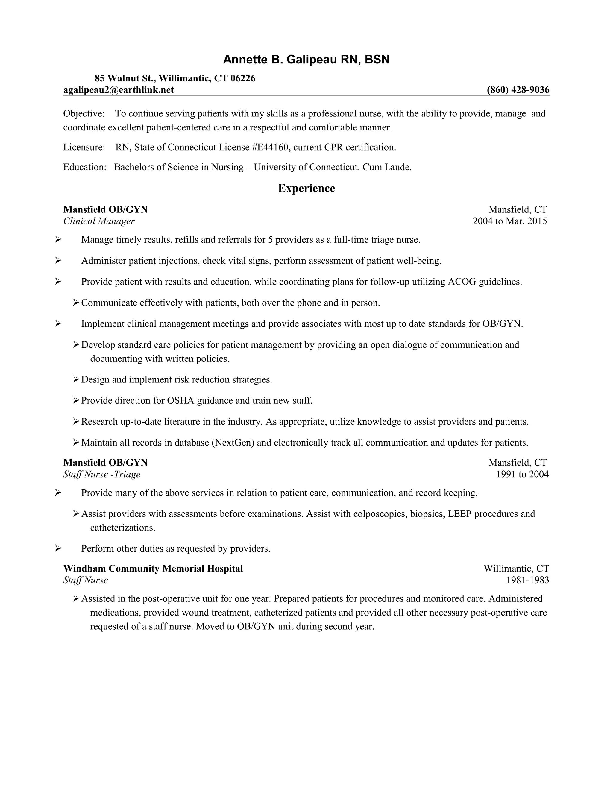 Annette galipeau resume 04 05-15 | PDF