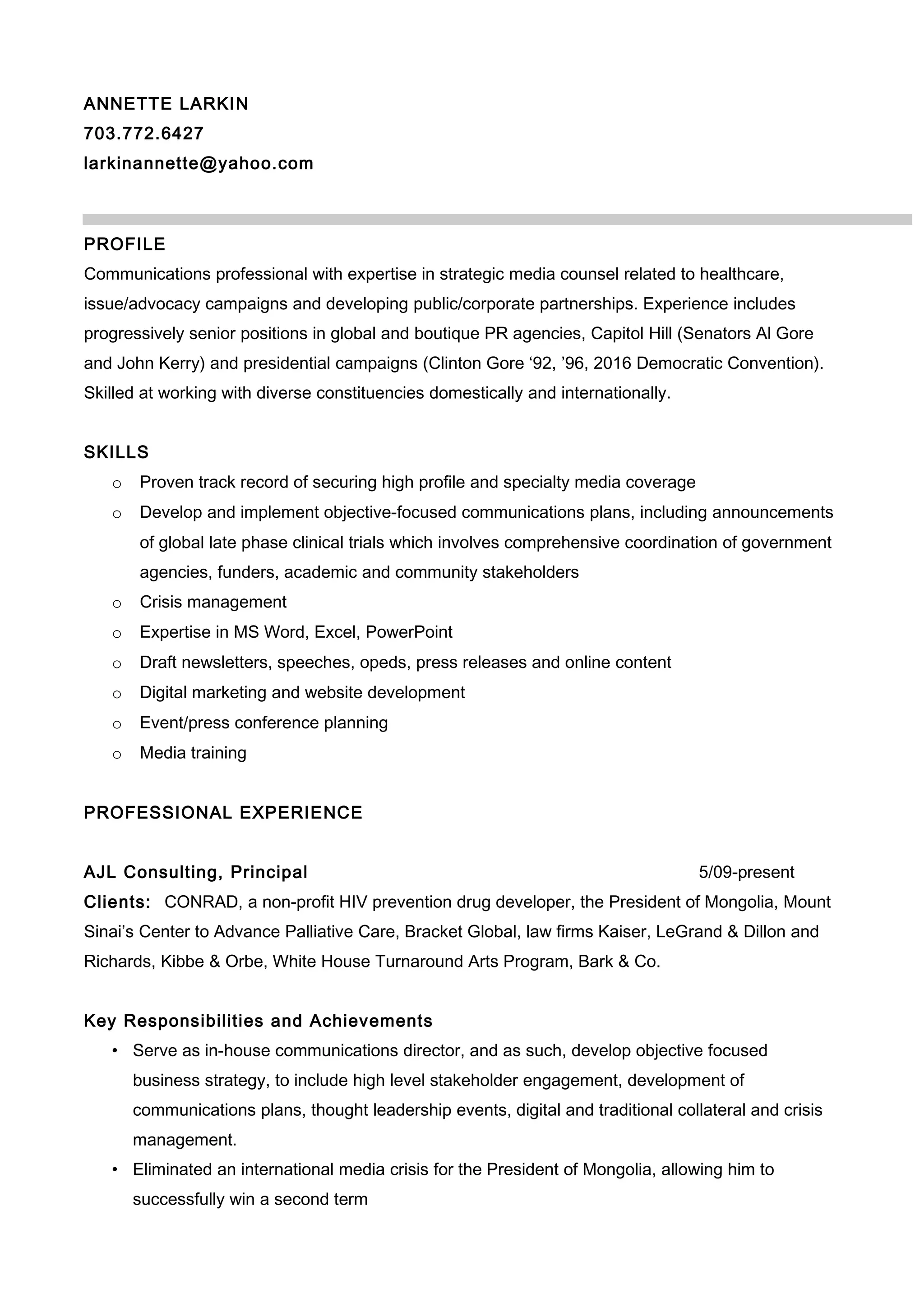 Annette larkin resume | DOC