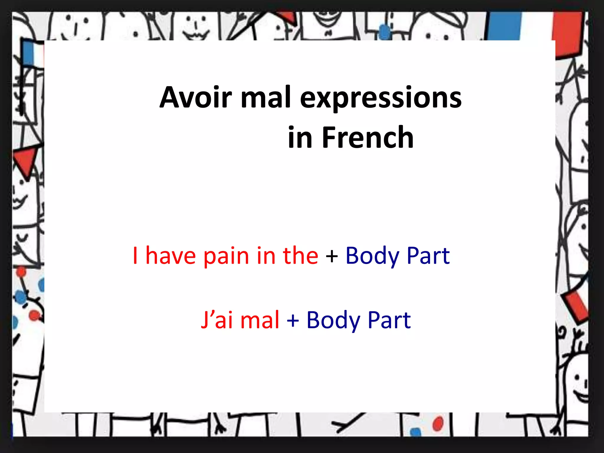 avoir mal expressions | PPTX