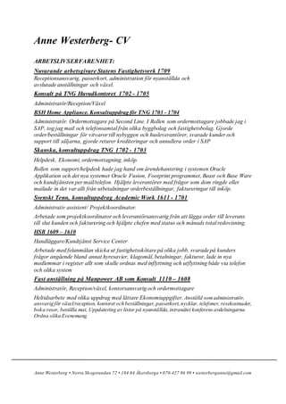 Anne westerberg cv juni 2018 | DOCX