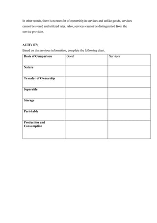 Differences between goods and services | PDF