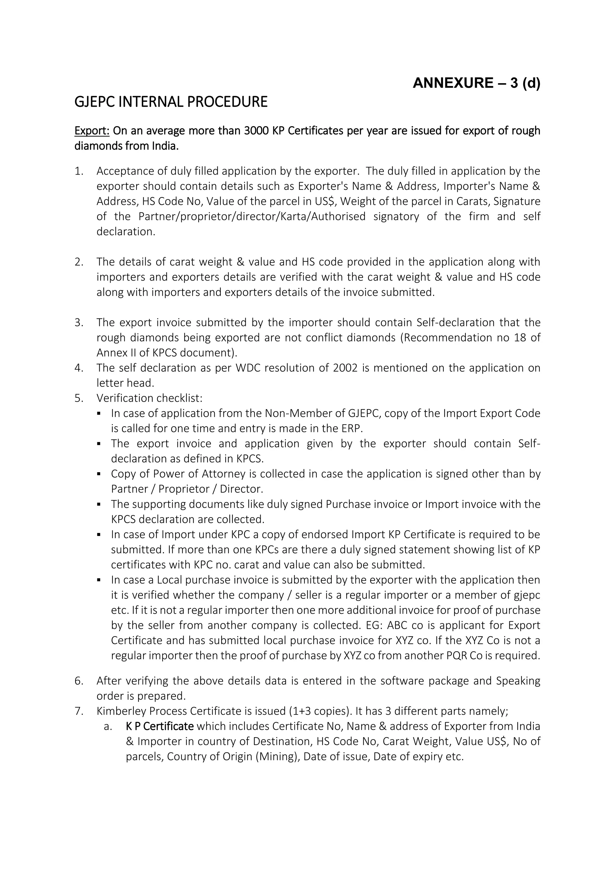 GJEPC Procedure On an average more than 3000 KP Certificates per year ...