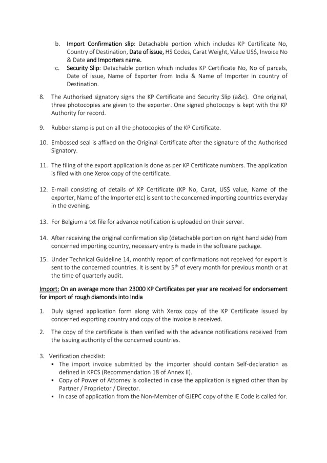 GJEPC Procedure On an average more than 3000 KP Certificates per year ...