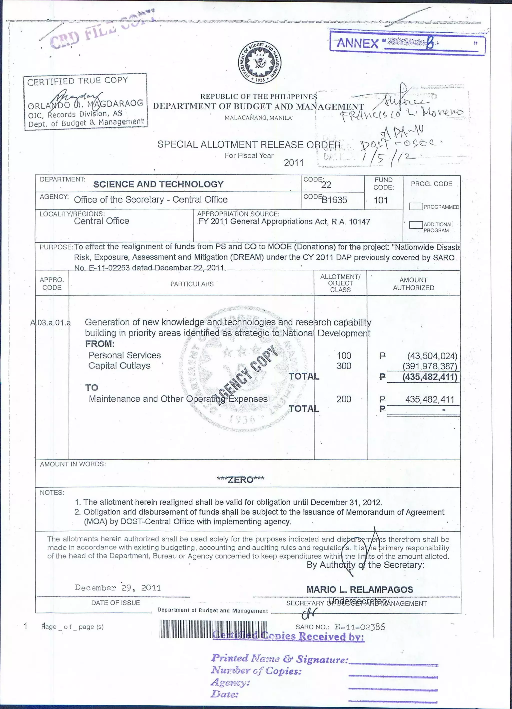 Annex B - Document to justify use of savings for a DOST project | PDF
