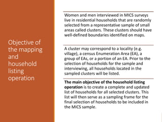 Annex H. Example Mapping and Household Listing Training Presentation 7. ...