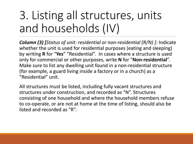 Annex H. Example Mapping and Household Listing Training Presentation 7. ...