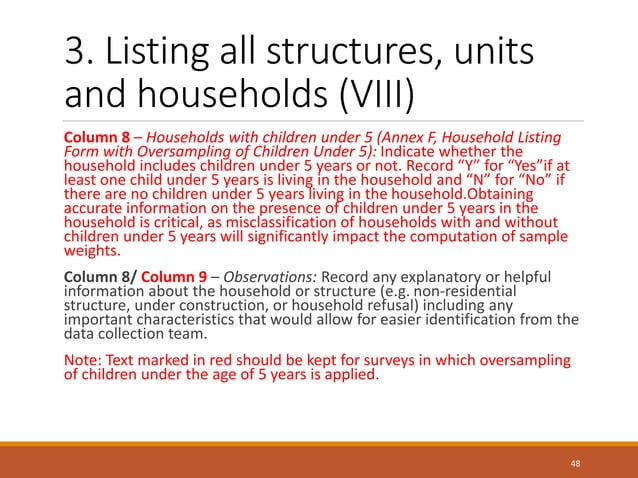 Annex H. Example Mapping and Household Listing Training Presentation 7. ...