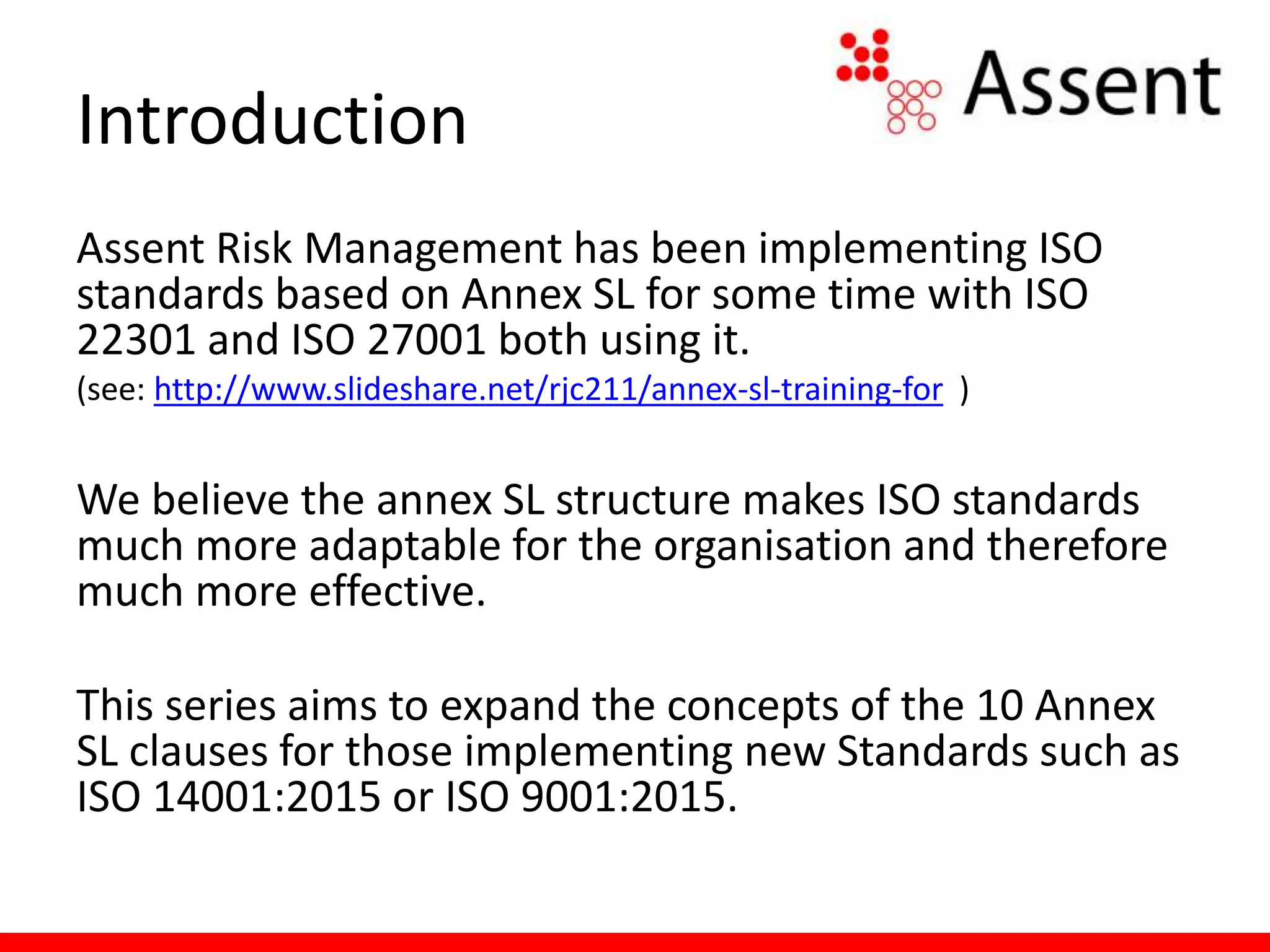 ISO Annex SL Clause 4: Context of the Organisation | PPTX
