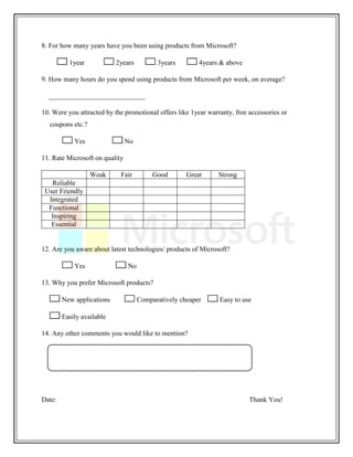 Questionnaire for Microsoft Project | PDF