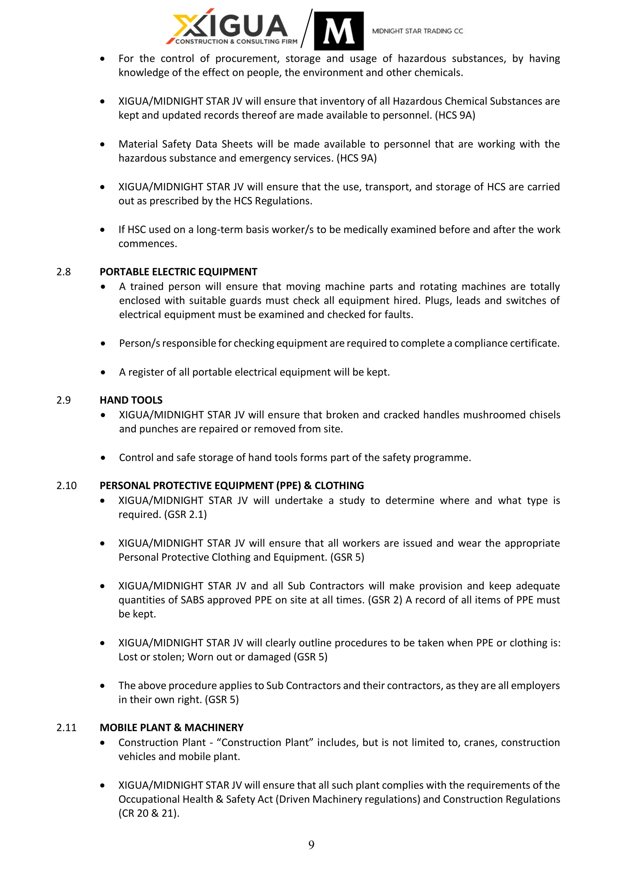 Annexure M - T2.3.8 Construction Health and Safety Plan | PDF