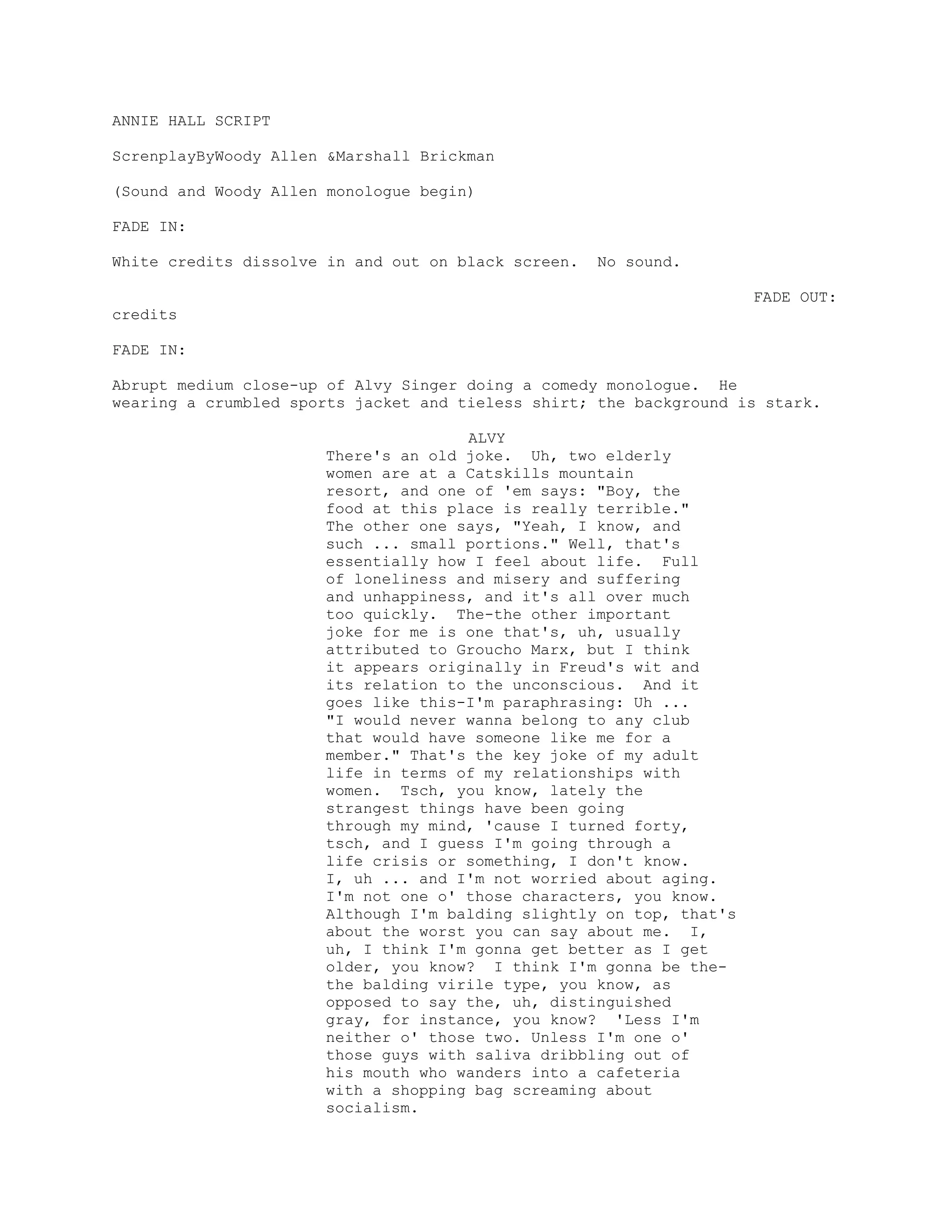 Annie hall script | DOCX
