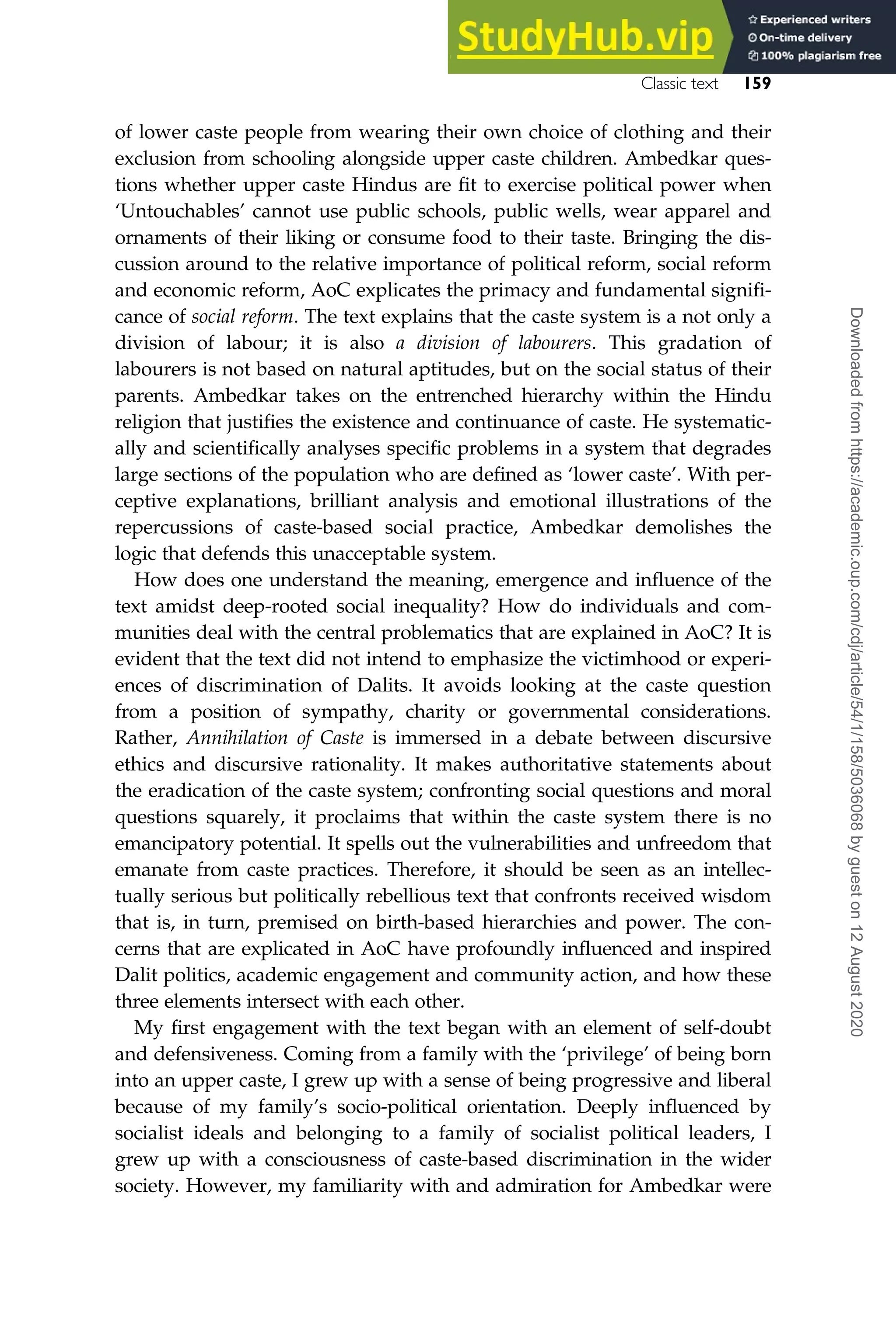 Annihilation Of Caste (The Annotated Critical Edition)1 | PDF