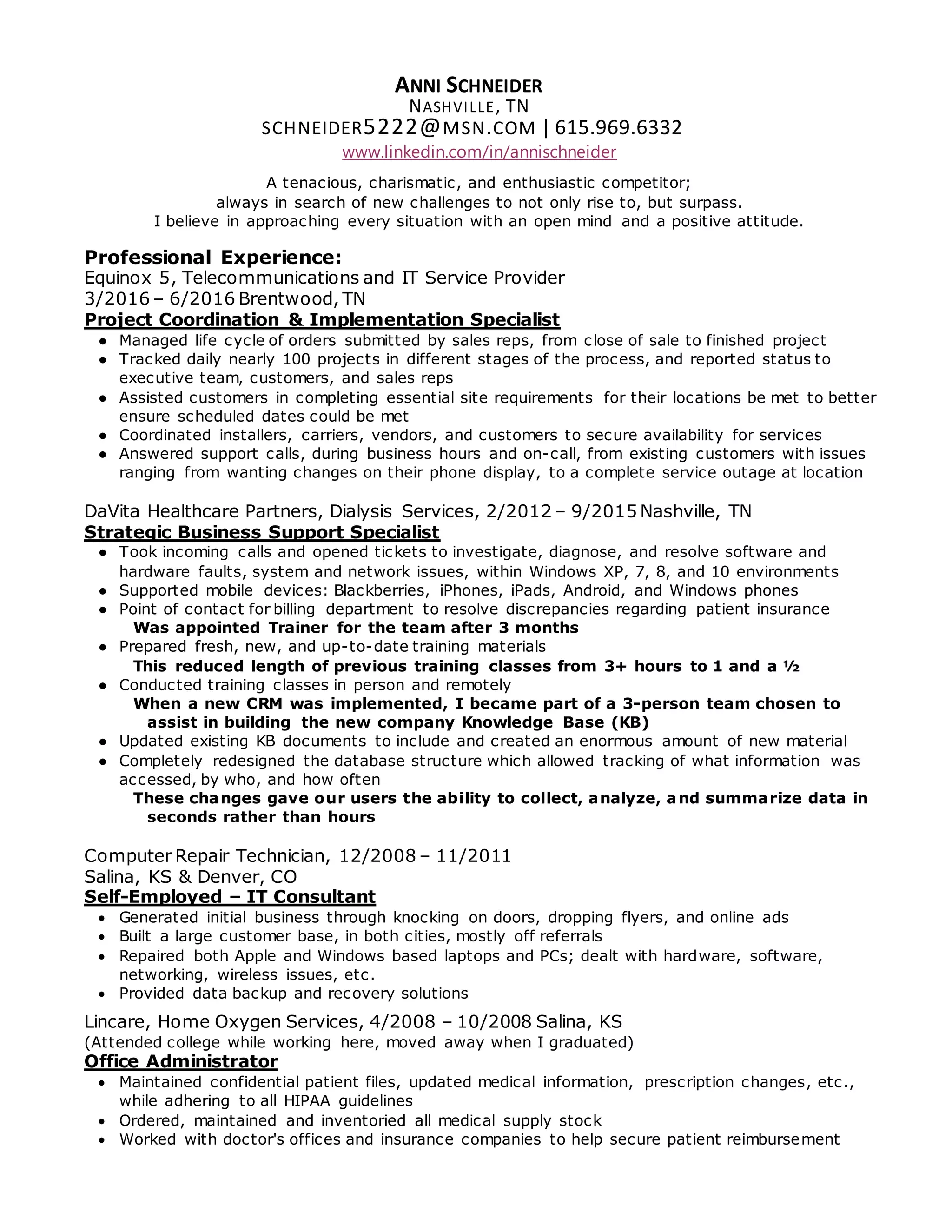 Anni Schneider resume 2016 | DOCX