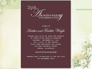 Anniversary party invitation cards | PPT