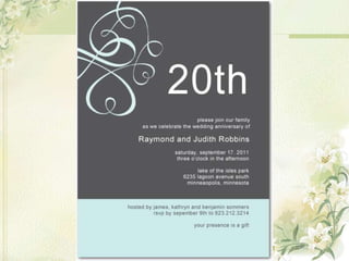 Anniversary party invitation cards | PPT