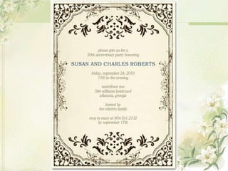 Anniversary party invitation cards | PPT