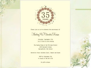 Anniversary party invitation cards | PPT