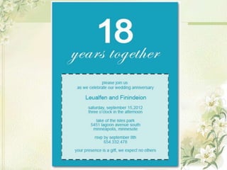 Anniversary party invitation cards | PPT
