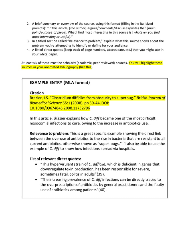 Assignment Sheet: Annotated Bibliography (White Paper) | DOCX
