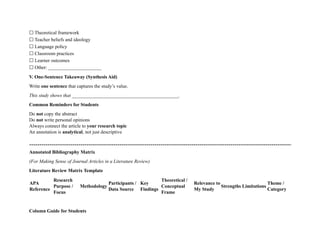 Comprehensive Guide to Writing an Annotated Bibliography for Literature ...